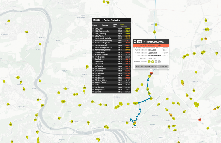 Zpoždění a polohy autobusů PID na mapách | Pražská integrovaná doprava