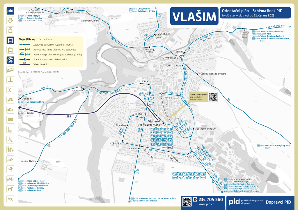 Vlašim – linky PID (mapa) | Pražská integrovaná doprava Pražská ...